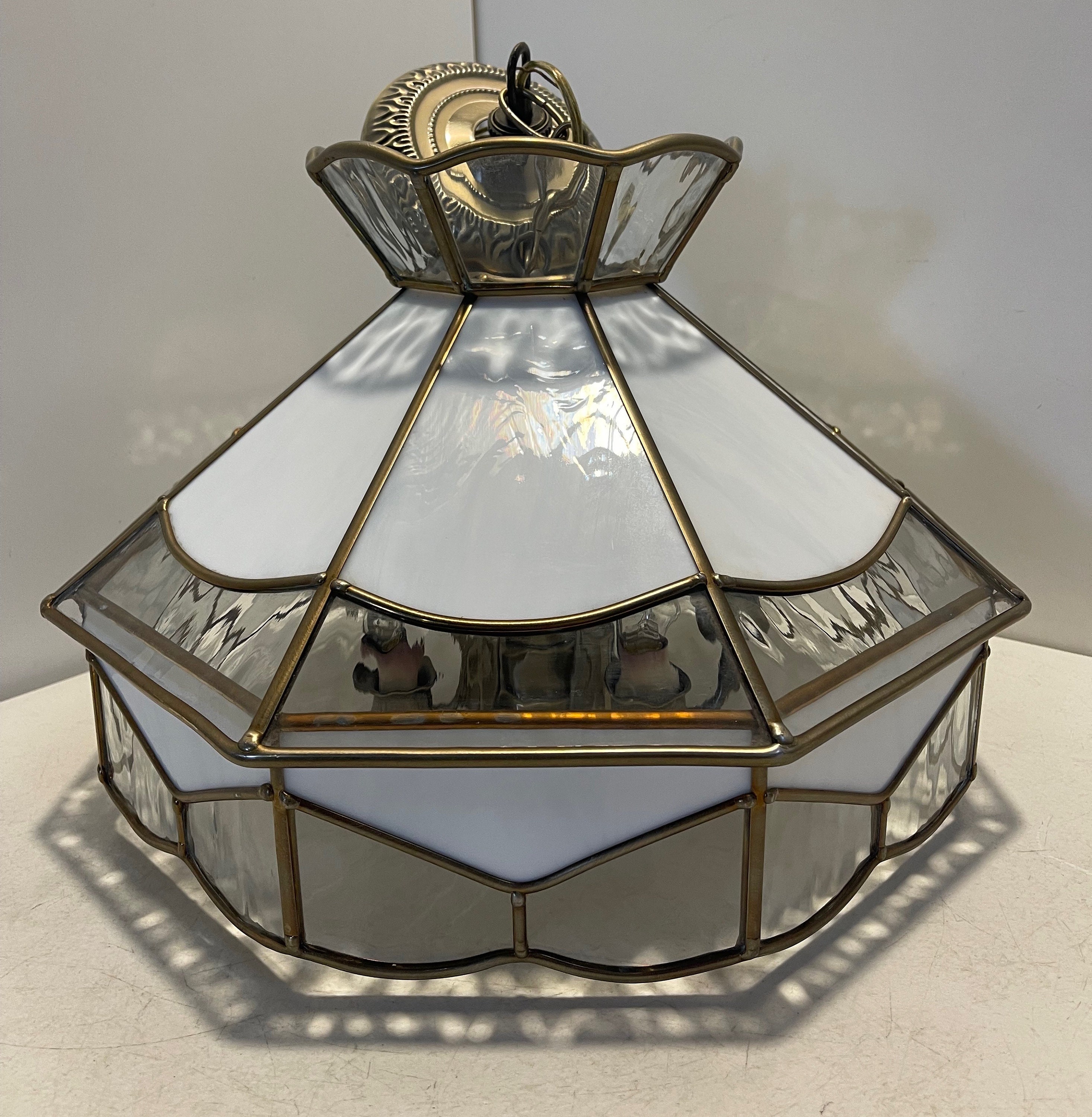 Tiffany Style Ceiling Light Pool Table Lamp White Stained - Etsy