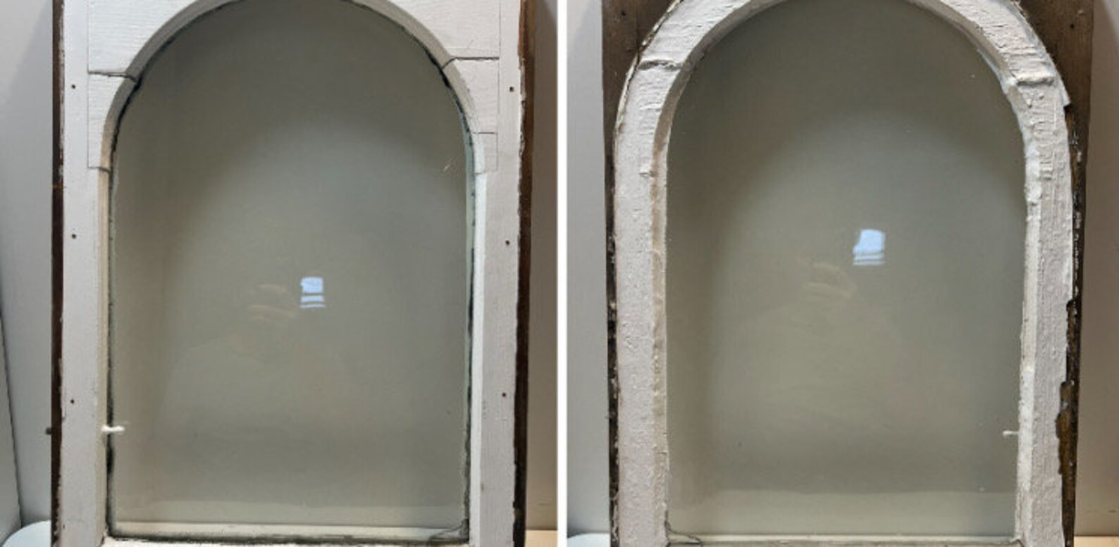 Rustic Wavy Glass Arch Window Pane Decor Barn Window Vintage Repurposed ...