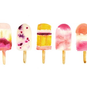 Oh Summer - Popsicle Watercolor Art Print in Cheerful Fuchsia ...