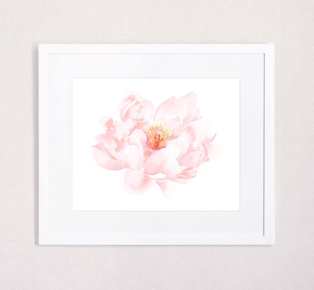 Blush Fading Peony Floral Watercolor Art Print - Etsy