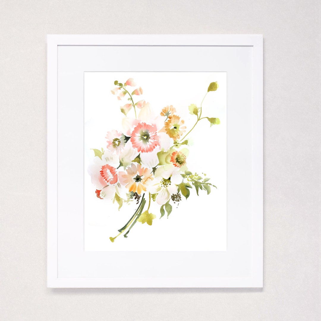 Pink Parasol Daffodil Bouquet (watercolor Art Print) - Etsy