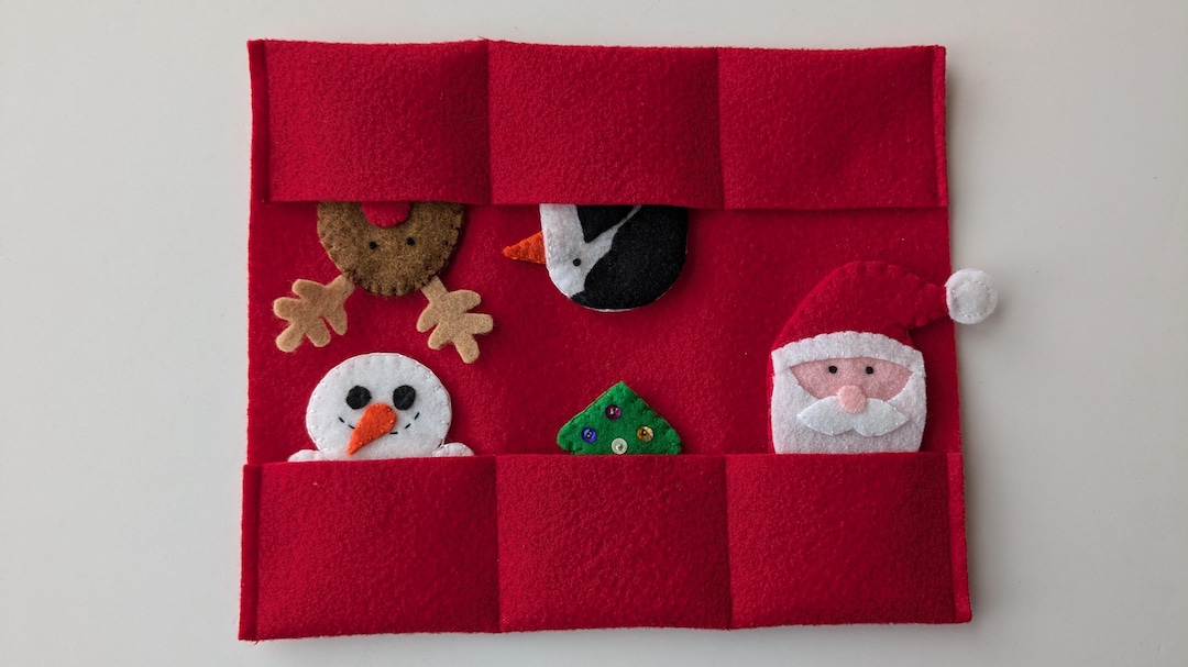Five Piece Christmas Finger Puppet Set - Hand Stitched - Santa ...