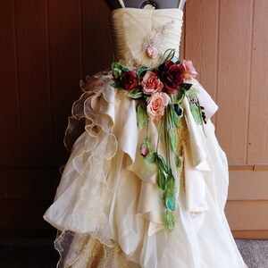 MADE to ORDER Ivory Cream Roses Victorian Short in Front Drapped Lace ...