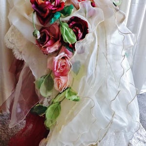 MADE to ORDER Ivory Cream Roses Victorian Short in Front Drapped Lace ...