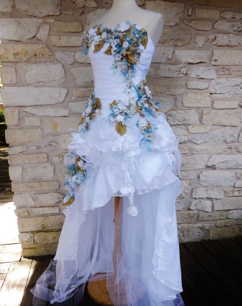 CUSTOM Handmade Wedding Dress Mini Plus Tail Beige Roses | Etsy