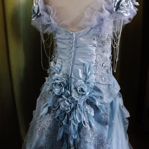 Made to ORDER Victorian Light Blue Satin Tulle of Shoulder Wedding ...
