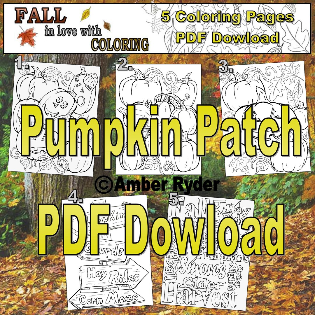 Fall Coloring Page PDF Download (pumpkin Patch Group) - Etsy