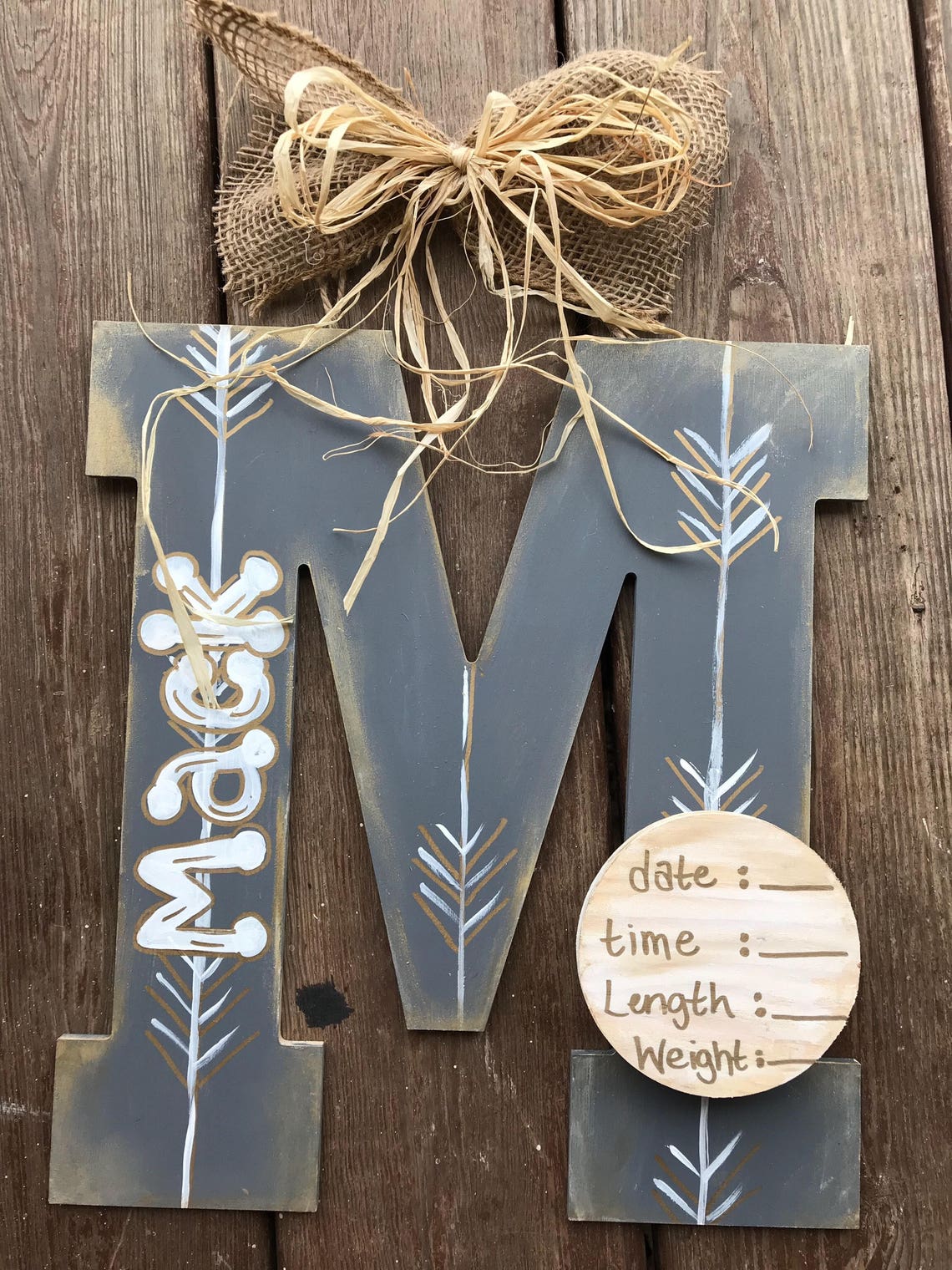 Letter M Door Hanger , Hospital Door Hanger, Arrow Door Hanger - Etsy