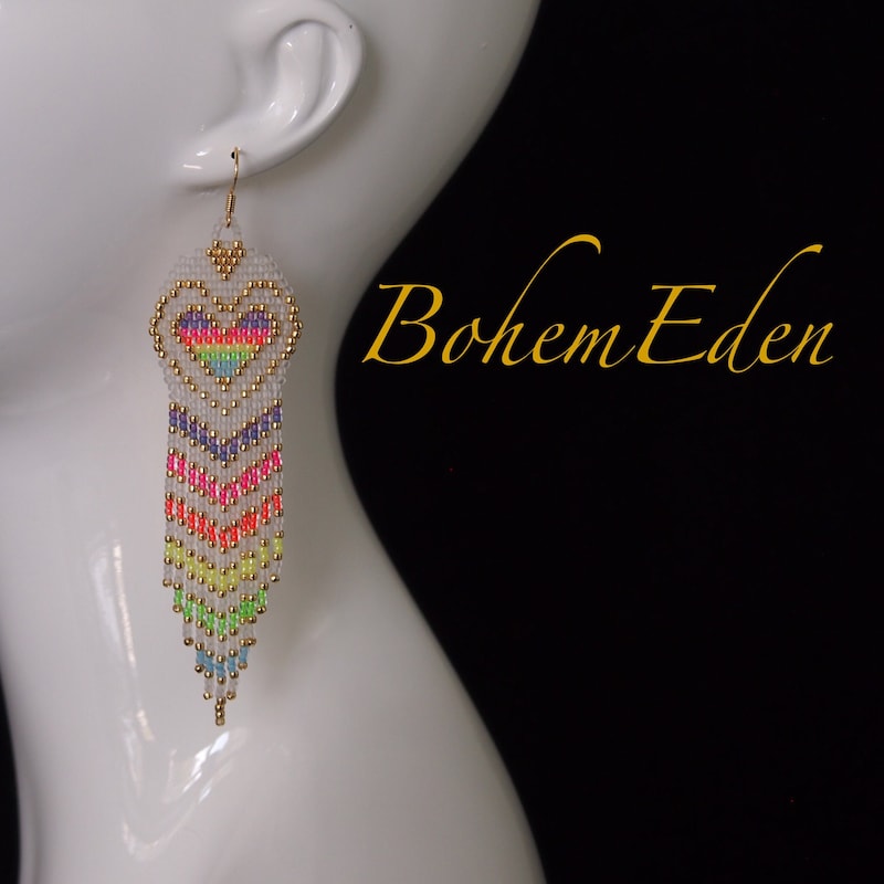 Neon Seed Beads Earrings - Etsy