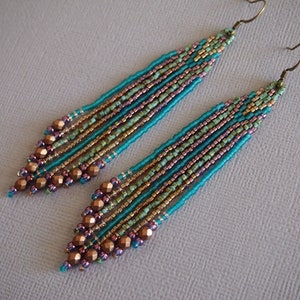 Forest Path: Teal, Purple, Dark Gold, and Bronze Beaded Fringes With ...