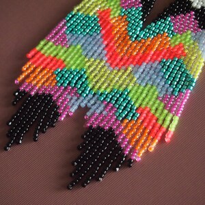 Full Moon Over an Abstract Neon Mountain Range Seed Bead PATTERN for ...