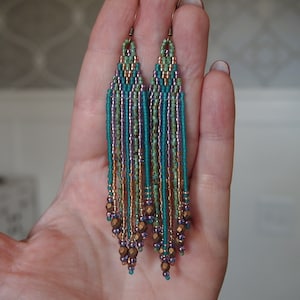 Forest Path: Teal, Purple, Dark Gold, and Bronze Beaded Fringes With ...