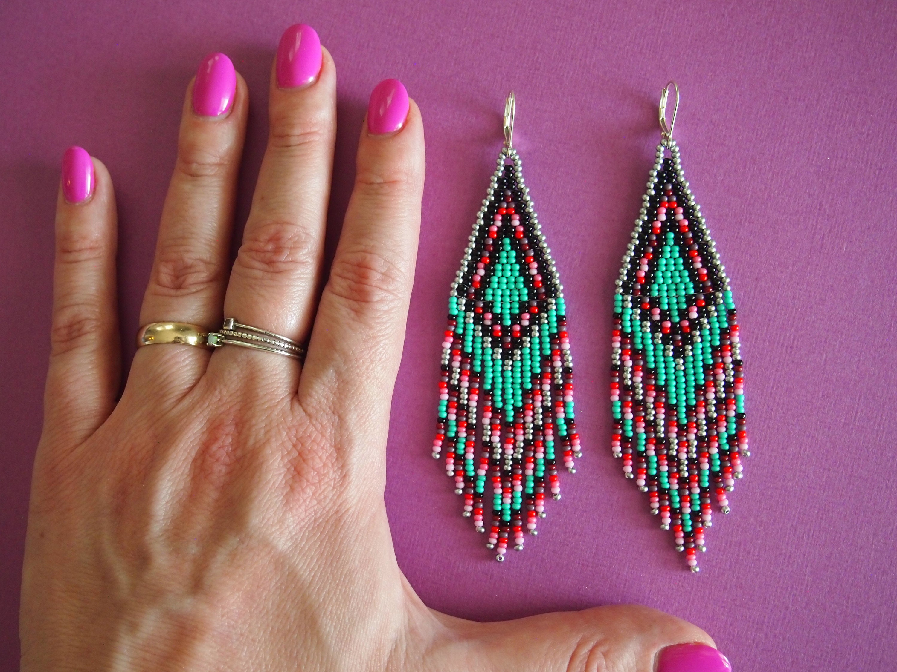 PATTERN: Night Owl Seed Bead Fringe Earring Pattern for Intermediate ...