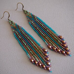 Forest Path: Teal, Purple, Dark Gold, and Bronze Beaded Fringes With ...