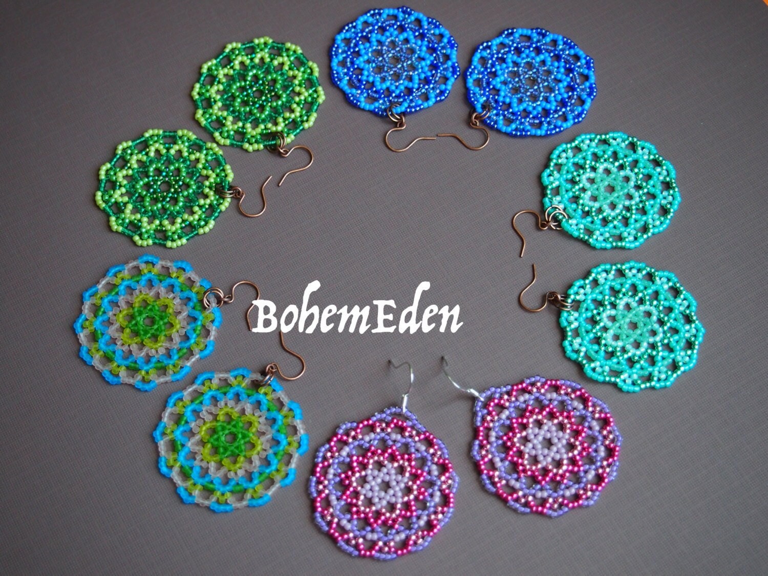 Beadweaving Tutorial: Seed Bead Mandala Earrings (or Pendant). Modified ...