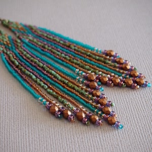 Forest Path: Teal, Purple, Dark Gold, and Bronze Beaded Fringes With ...