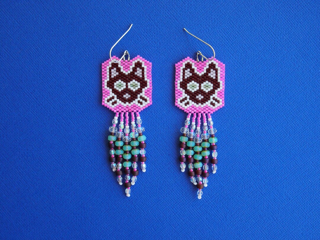 Curious Brown Cats: Miyuki Delica Seed Bead Cute Cat Earrings! Beaded ...
