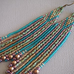 Forest Path: Teal, Purple, Dark Gold, and Bronze Beaded Fringes With ...