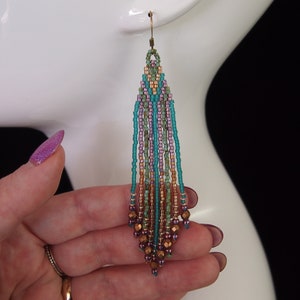 Forest Path: Teal, Purple, Dark Gold, and Bronze Beaded Fringes With ...