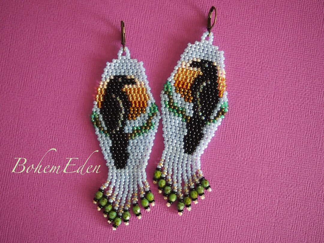 PATTERN: Ravens on the Bough Seed Bead Fringe Earring Pattern for ...