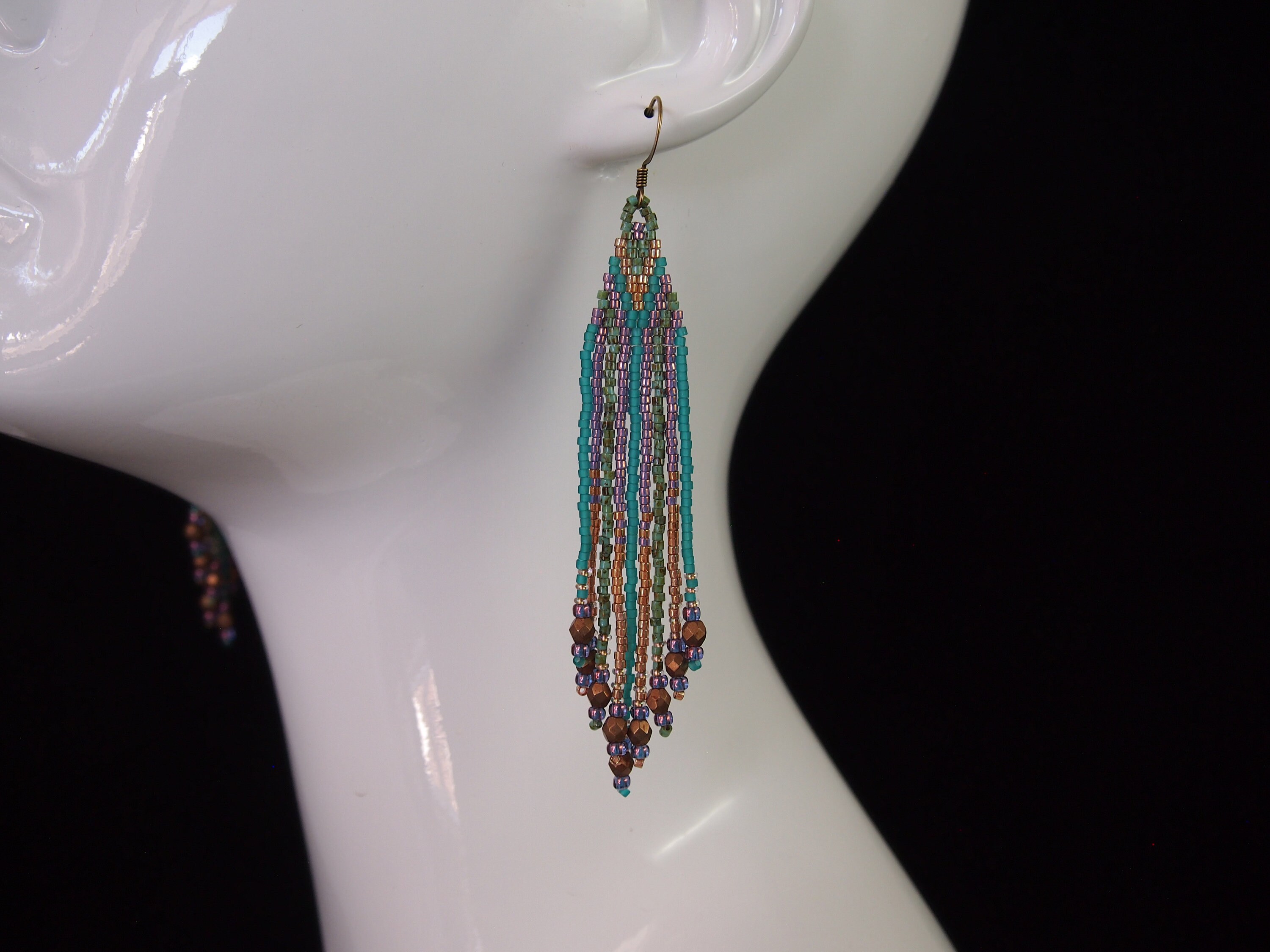 Forest Path: Teal, Purple, Dark Gold, and Bronze Beaded Fringes With ...
