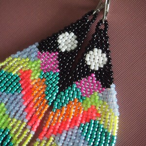 Full Moon Over an Abstract Neon Mountain Range Seed Bead PATTERN for ...