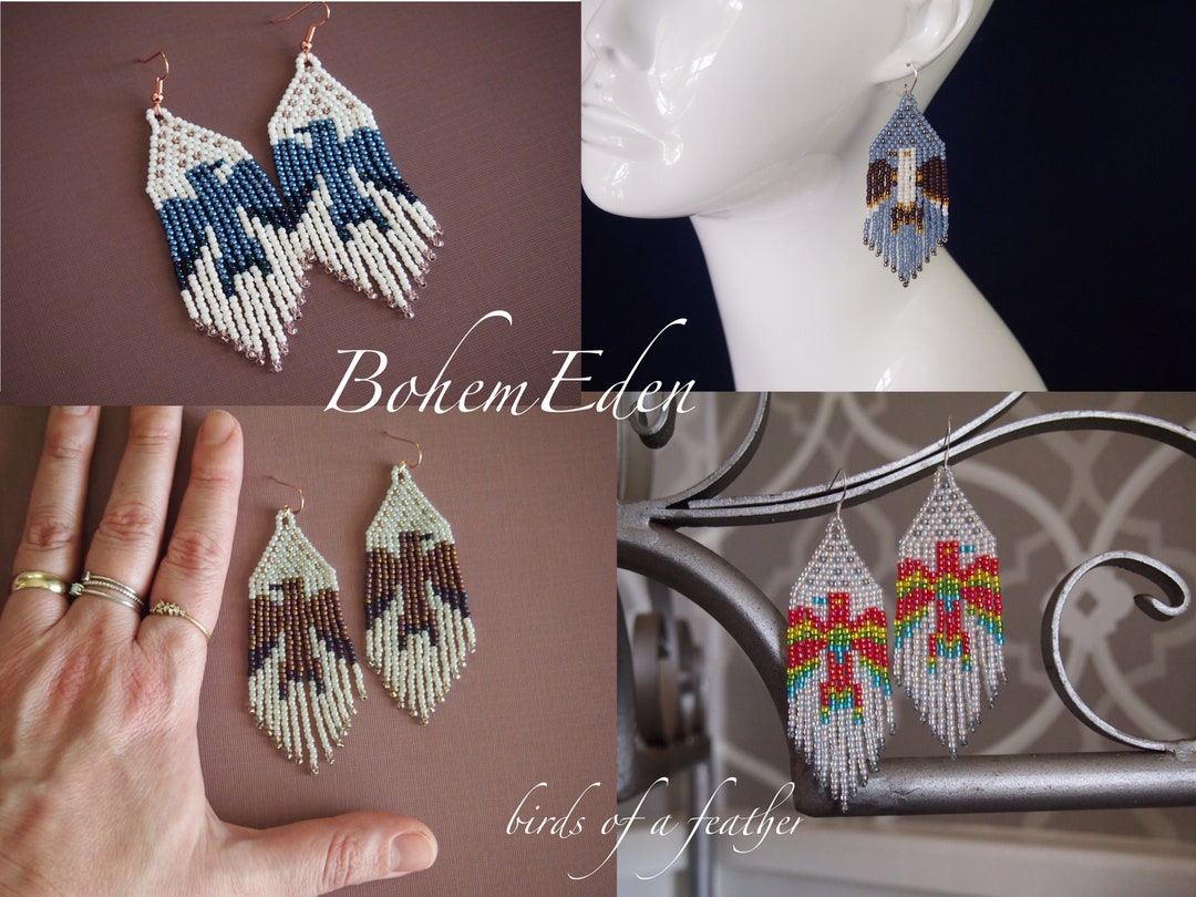 Bead Pattern: Birds of a Feather Seed Bead Fringe Earring Pattern for ...