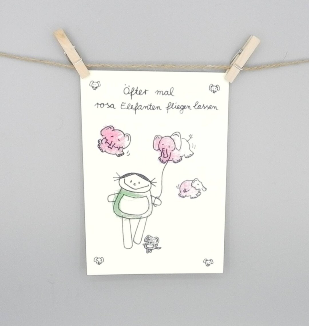 Often Let Pink Elephants Fly Card, Motivation Card by Nini San - Etsy UK