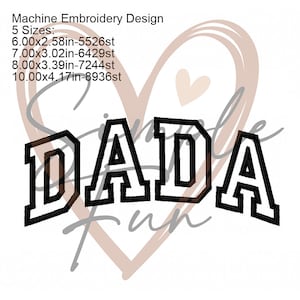 DADA Outline Embroidery Design,dad Embroidery Design,daddy Sweatshirt ...