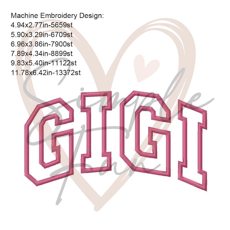 GIGI Applique Embroidery Design,grandma Sweatshirt Embroidery File ...