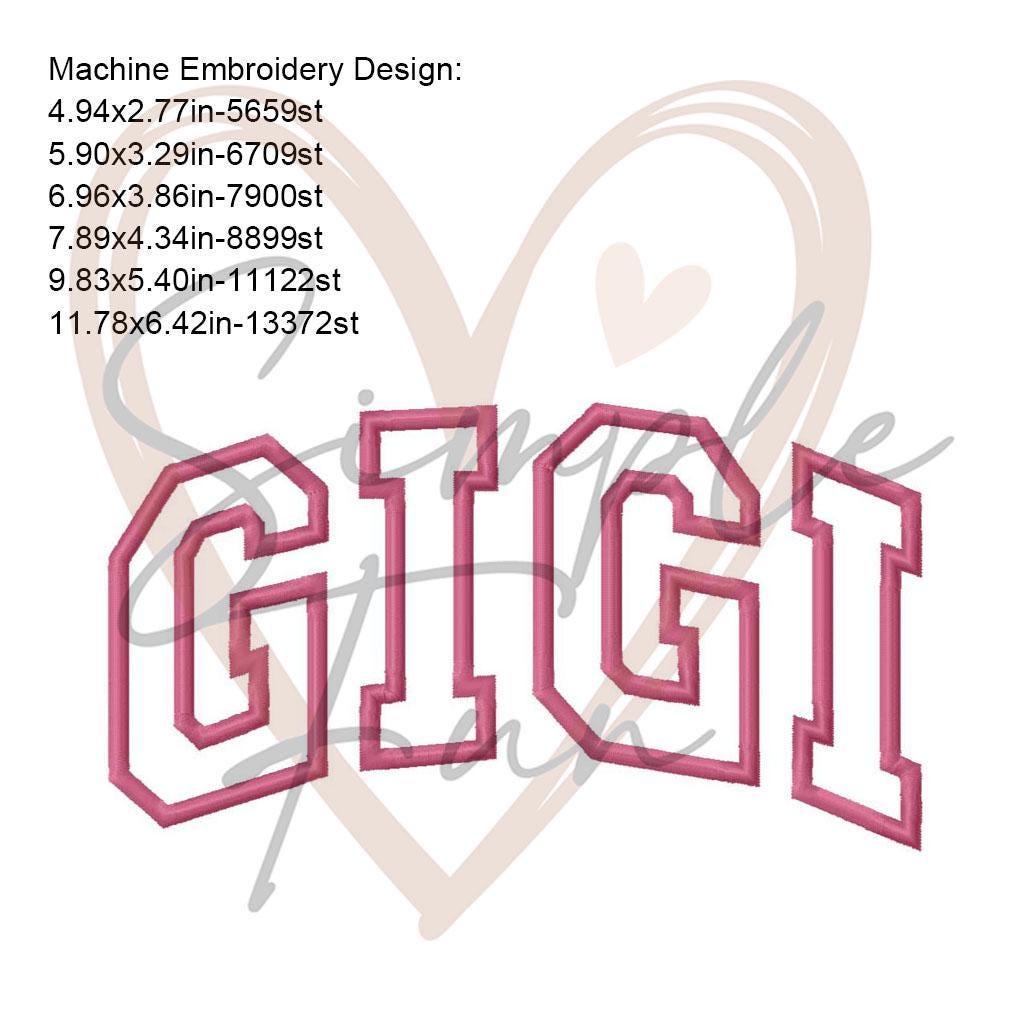 GIGI Applique Embroidery Design,grandma Sweatshirt Embroidery File ...