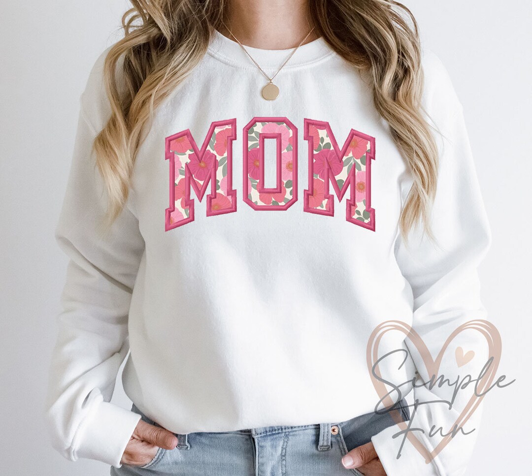 MOM Applique Embroidery,mom Embroidery Design,mother's Day Tshirt ...