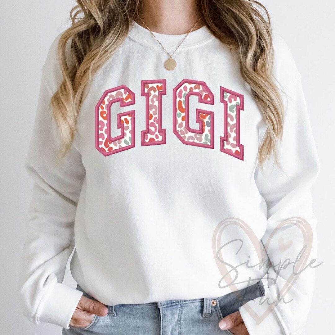 GIGI Applique Embroidery Design,grandma Sweatshirt Embroidery File ...