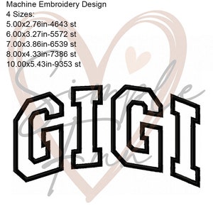 GIGI Outline Embroidery Design,grandma Embroidery File,machine ...