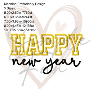 Happy New Year Embroidery,new Year Applique,machine Embroidery Design ...