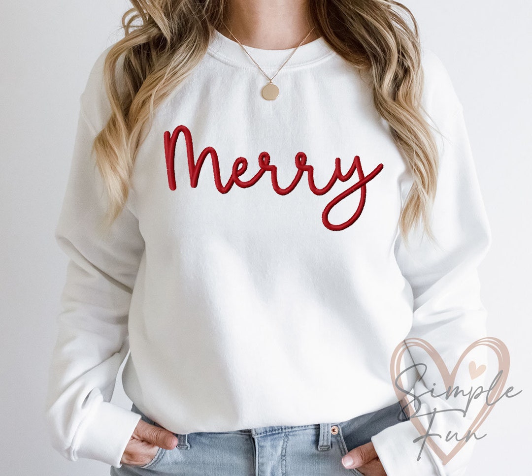 Merry Embroidery,christmas Embroidery Design,christmas Sweatshirt ...