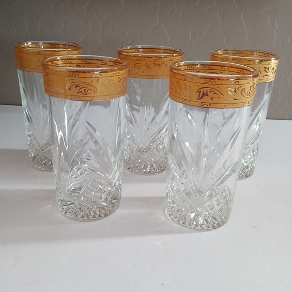 Gold Rim Drinking Glasses - Etsy