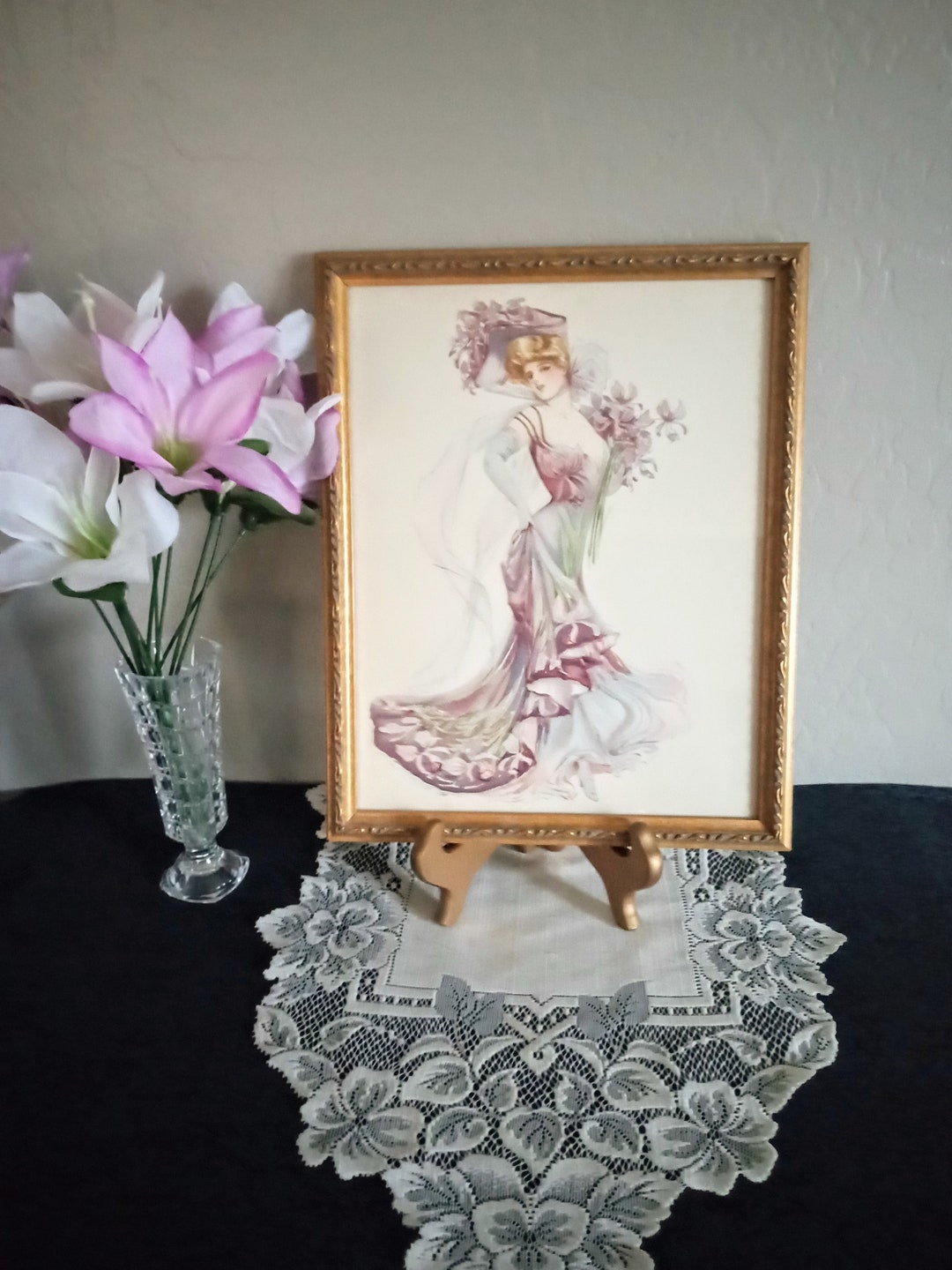 Vintage Show Girl Knickerbocker Color Picture Print Gold Frame by Maud ...