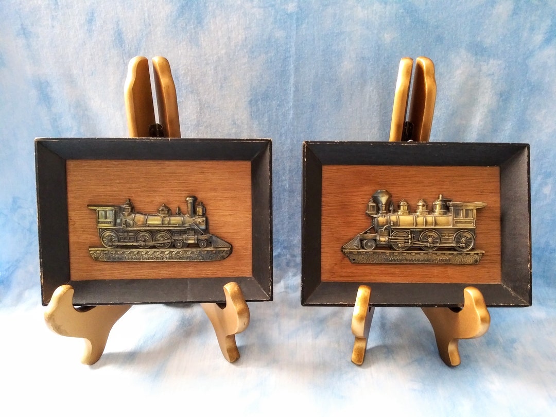 Vintage Steam Engine Locomotive Mogul and Freight Pictures Brass Wall ...