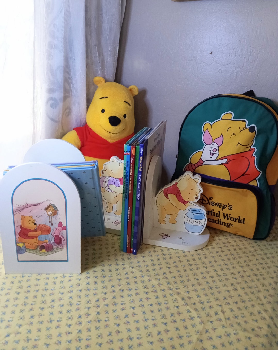 Vintage Winnie the Pooh Backpack, Bookends, Books, Stuff Pooh Nursery ...