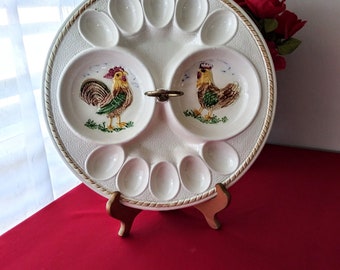 Vintage Deviled Egg Plate Made in Italy Hand Painted Gift Idea, Kitchen ...