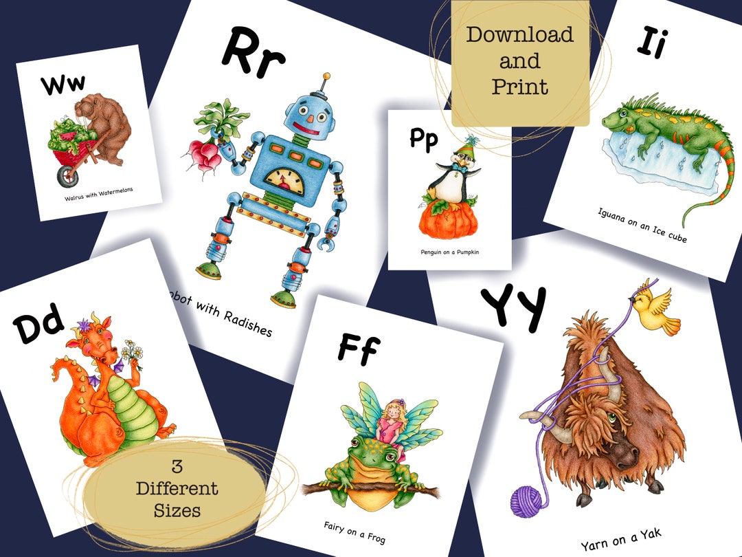 Printable Abc Cards, Alphabet Flash Cards, Abc Nursery Decor, Nursery ...