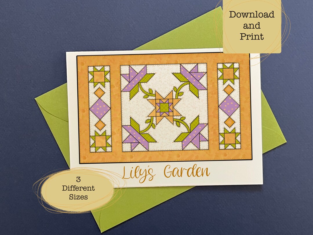 Quilt Cards - Digital Quilt Cards - Quilt Art - Flower Garden Cards ...
