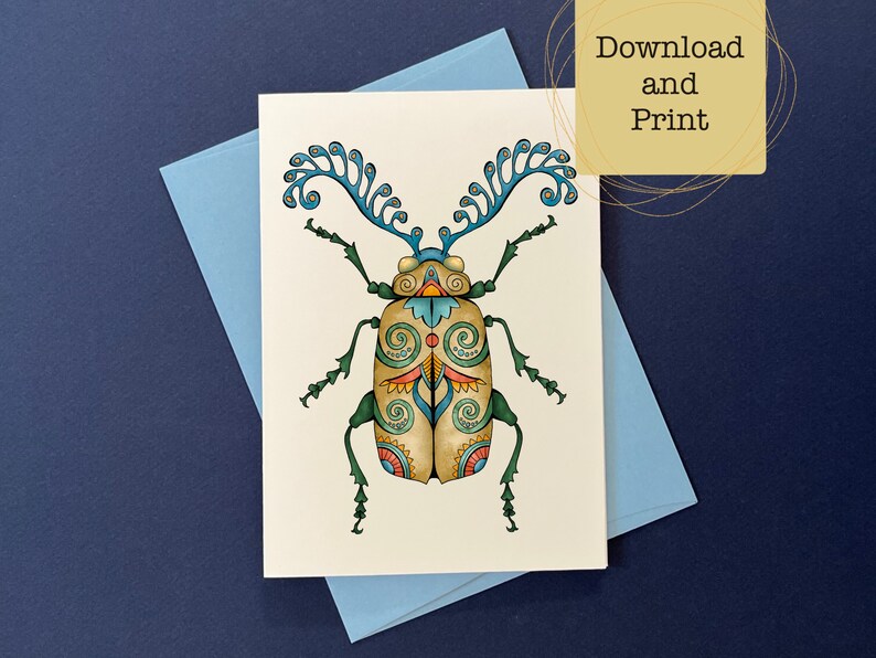 Bugs- Insects- Printable Insect Art- Entomology Art- Colorful Insect ...
