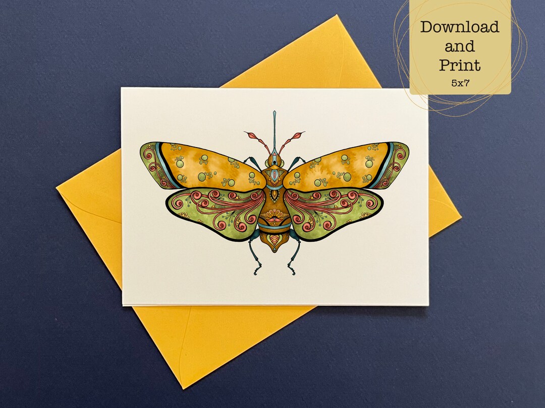 Printable Insect Cards- Bugs- Insects- Insect Greeting Cards- Beetle ...
