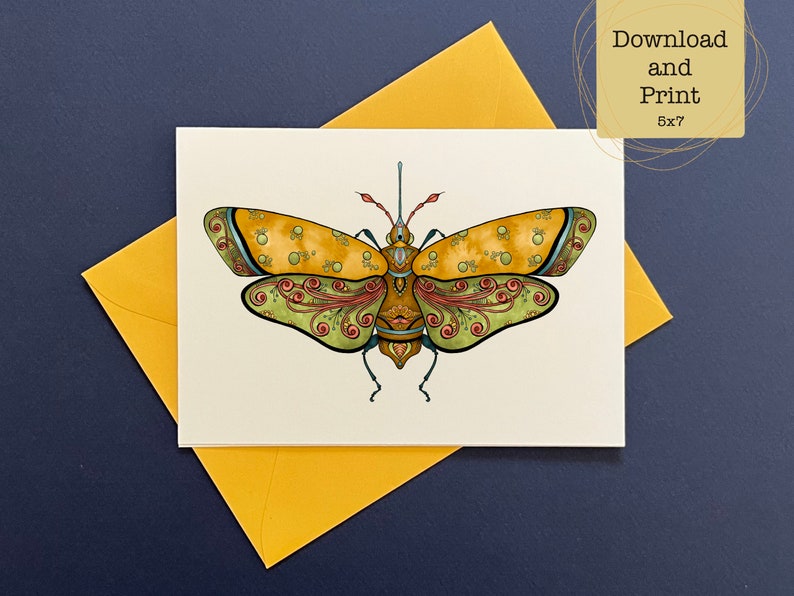 Printable Insect Cards- Bugs- Insects- Insect Greeting Cards- Beetle ...