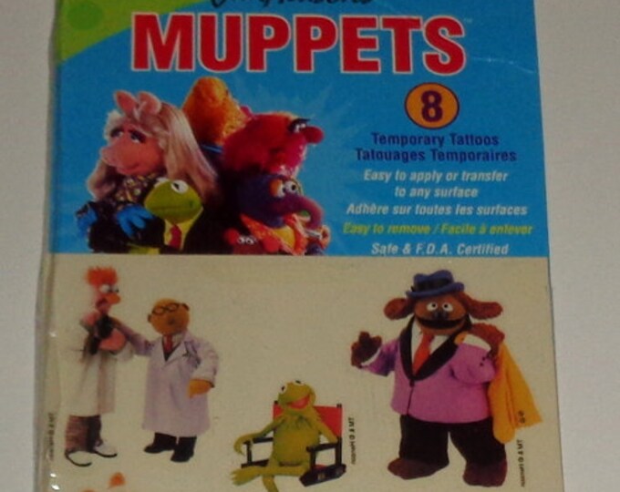 8 MUPPETS Temporary Tattoos Transfers, Kermit Piggy Animal Beaker Rolf ...
