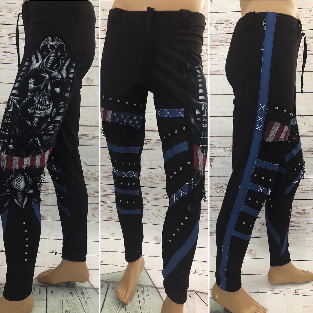 Men’s Pro Wrestling Tights, Leggings Apocalyptic, Rock’n’roll Look ...