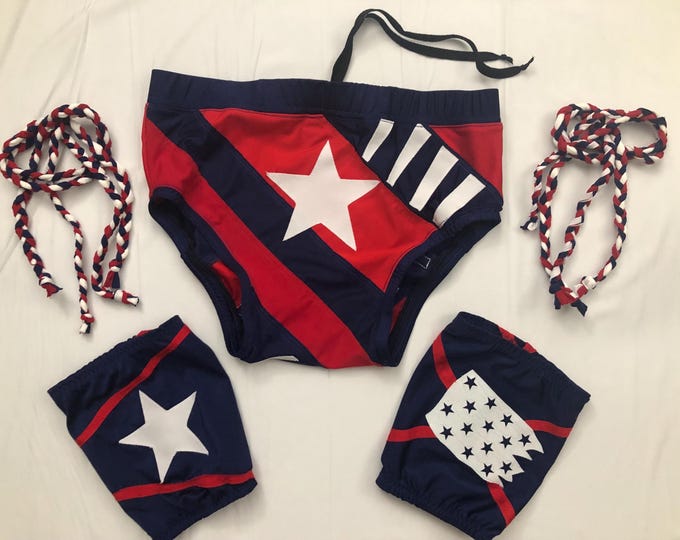 Pro Wrestling Gear, Men’s Trunks and Knee Pad Covers With Sets of ...