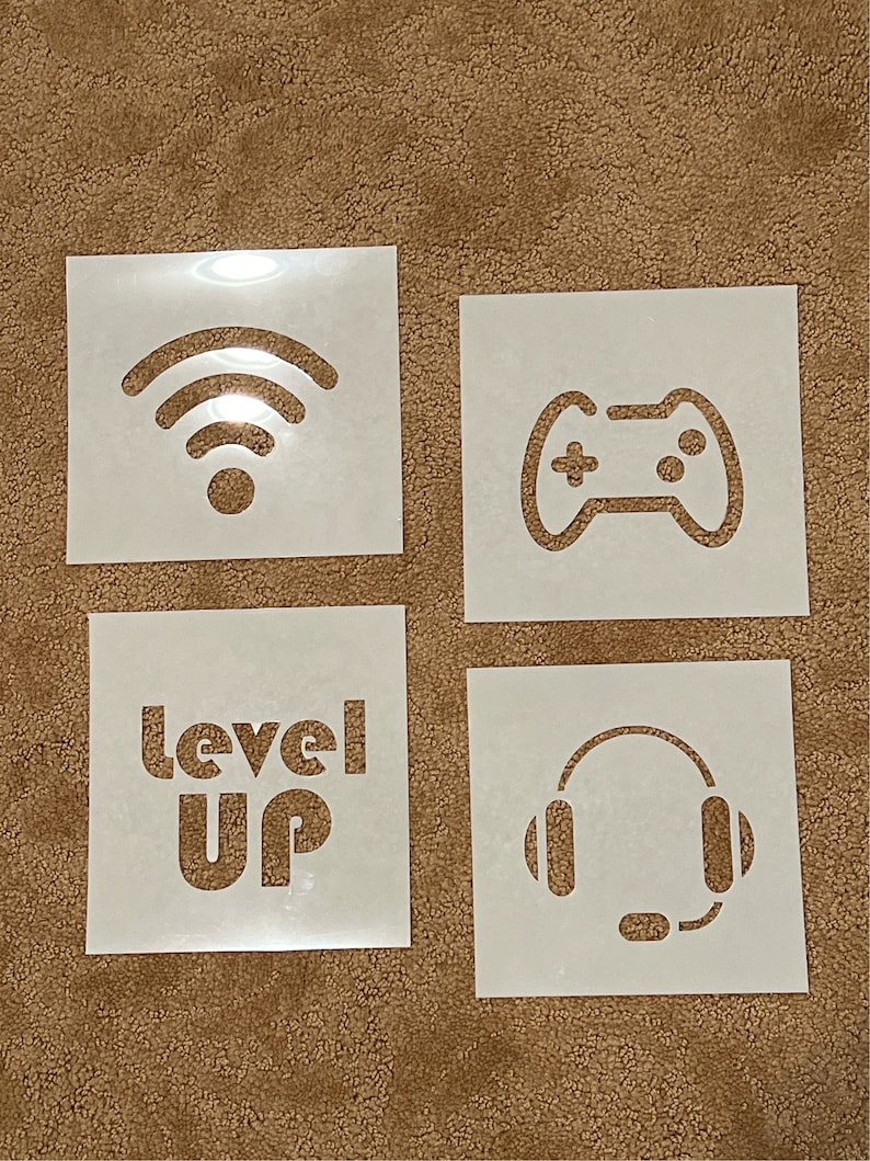 Gaming Stencil Bundle Level up Stencil Wifi Stencil Game Controller ...